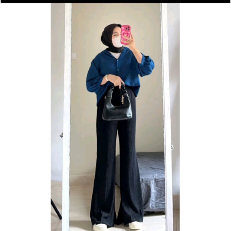 Jual Flare Pants-Celana Cutbray Knit Wanita Highwaist-Kulot Cutbray Wanita Premium | Shopee ...