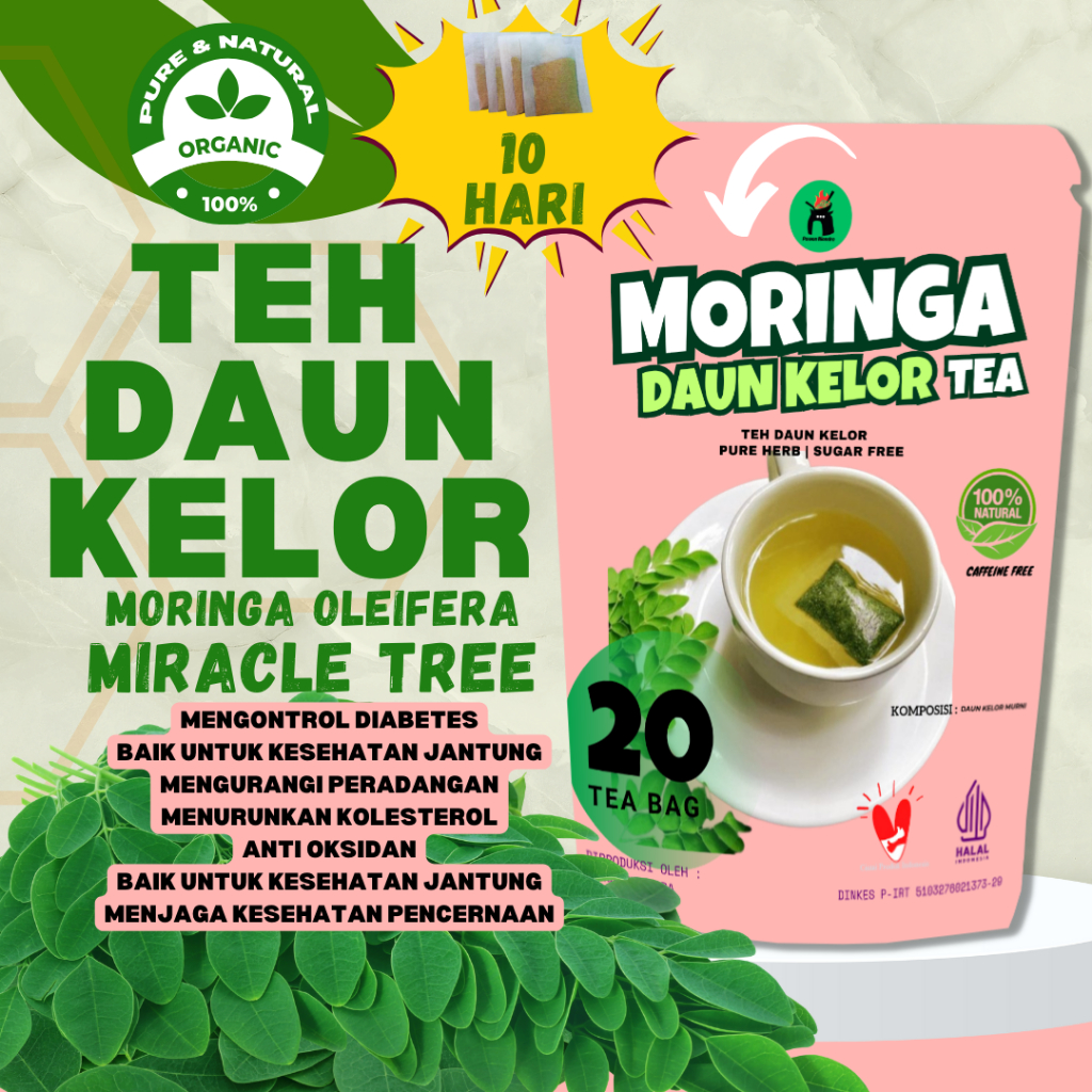 Jual TEH DAUN KELOR MORINGA-Teh Bubuk Daun Kelor Pure Organic Moringa ...