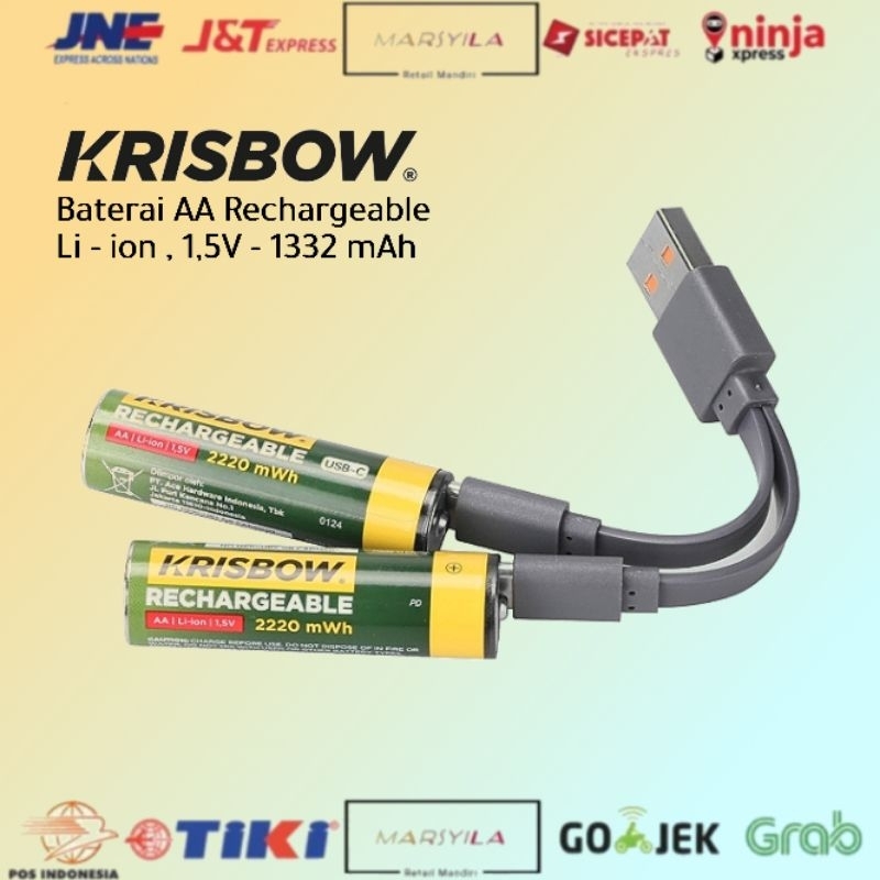 Jual KRISBOW BATERAI AA AAA CAS LI-ION 1332 & 390 MAH RECHARGEABLE TYPE ...