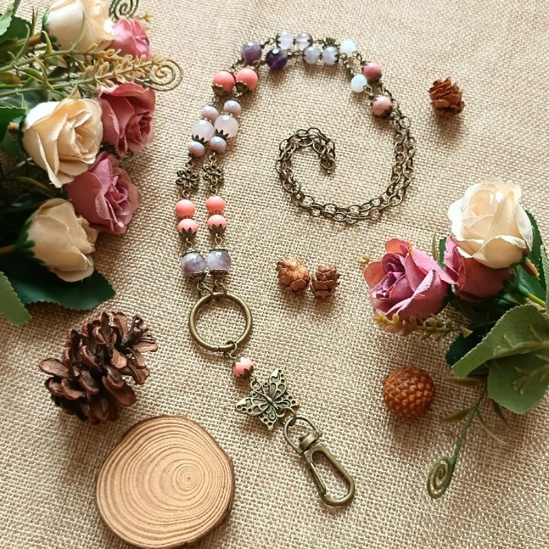 Jual Lilac Gemstone Lanyard Tali ID Card Name Tag | Shopee Indonesia
