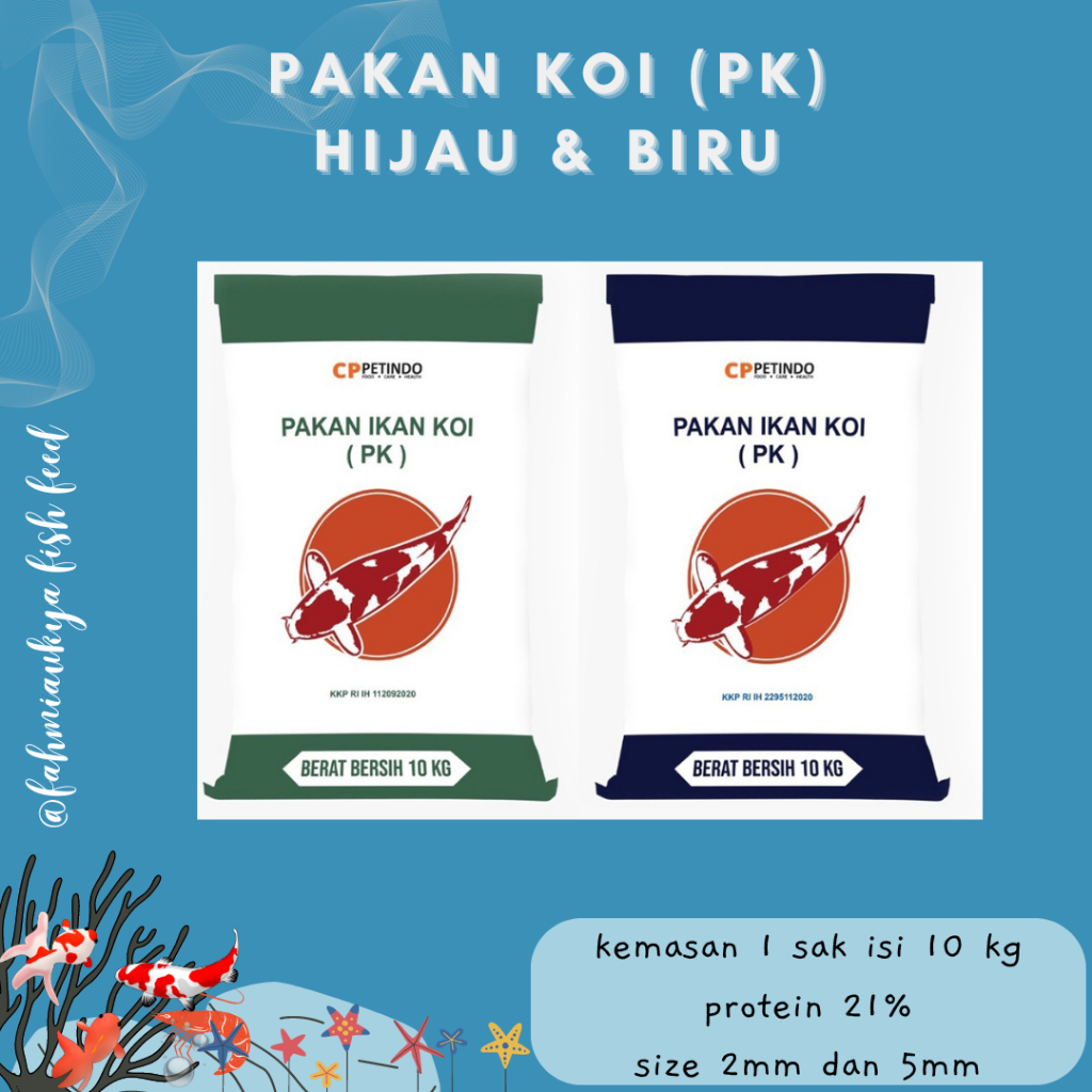 Jual PAKAN KOI (PK) KEMASAN 1 SAK ISI 10 KG | CPP PAKAN KOI HIJAU BIRU ...