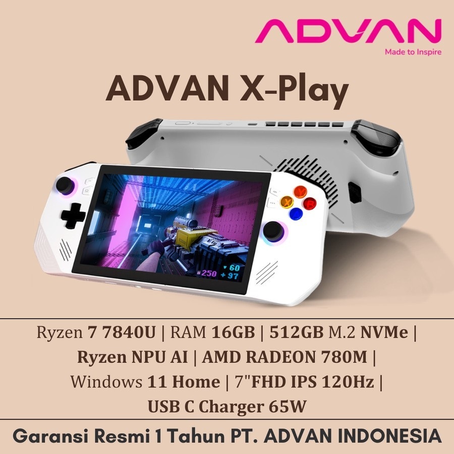 Jual Advan XPlay Gaming HandHeld Ryzen 7 7840 16GB 512GB SSD Win 11 7 ...