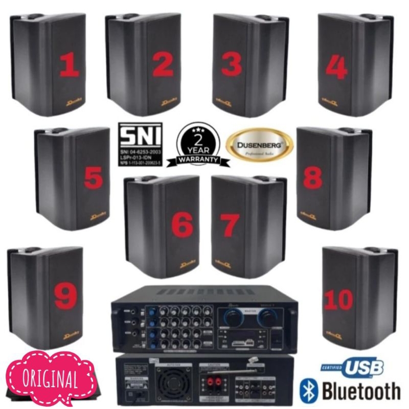Jual paket sound system 10 unit speaker dusenberg 5 inch cafe kantor ...