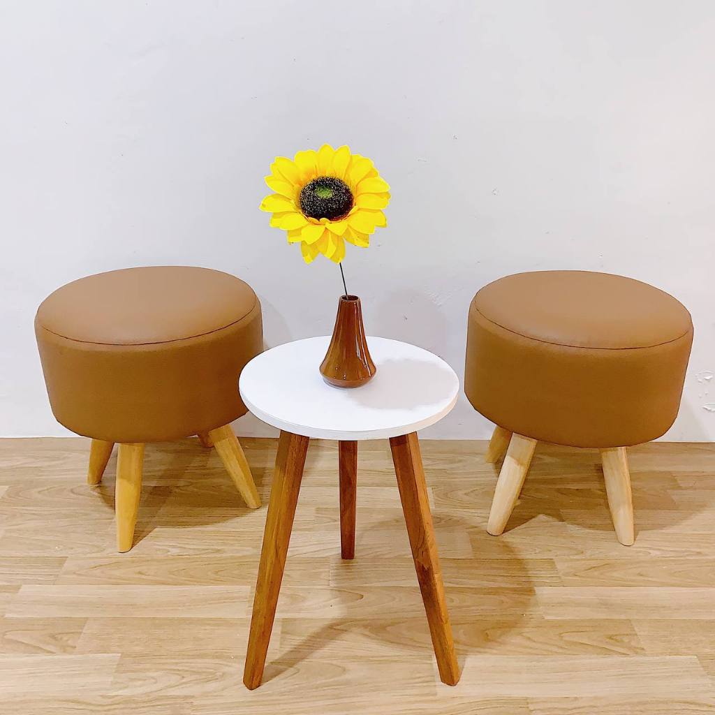 Jual Set Stool Oscar Lengkap Meja Bulat Kayu Sofa Stool Kursi Bulat ...