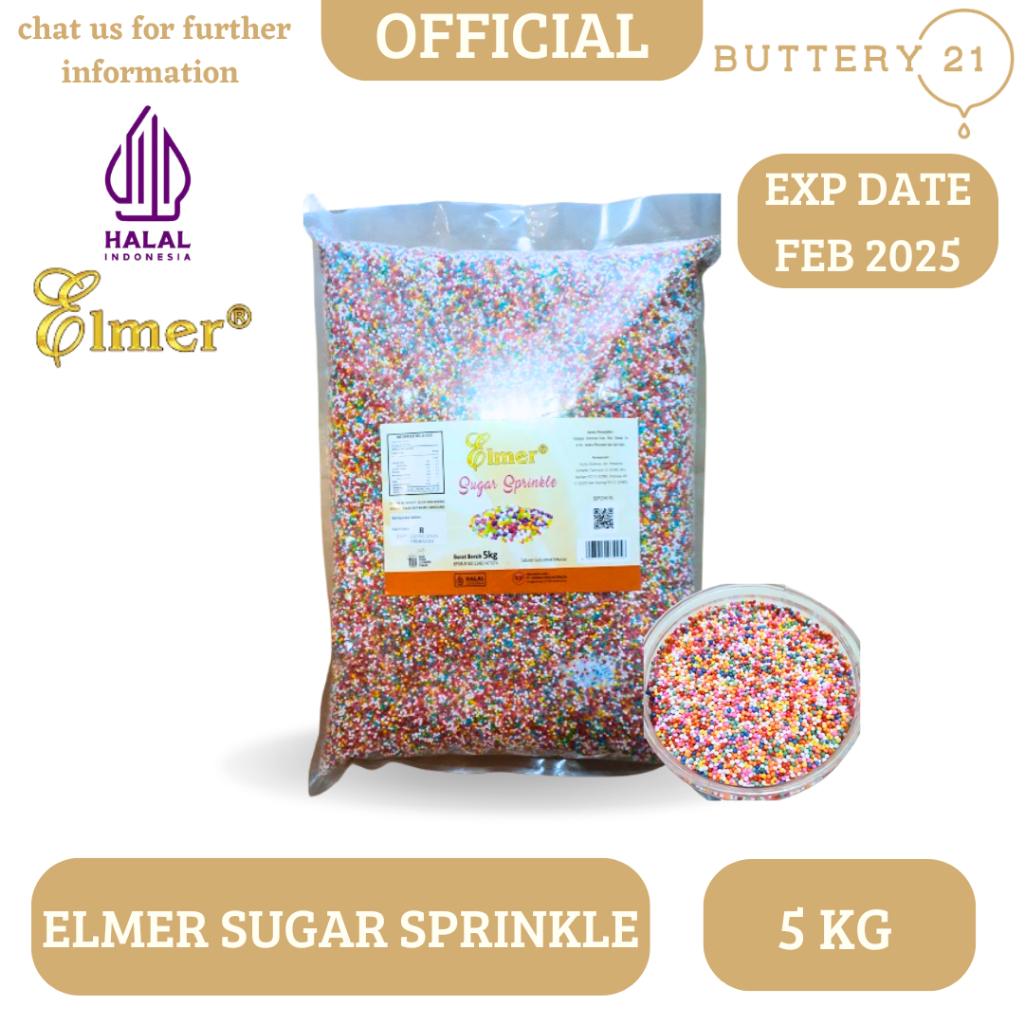 Jual ELMER SUGAR SPRINKLE 1 KG/SPRINKLE WARNA WARNI/GULA BUTIR/ TRIMIT ...