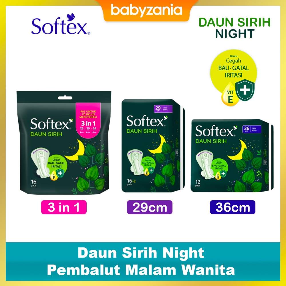 Jual Softex Daun Sirih Night Pembalut Malam Wanita | Shopee Indonesia