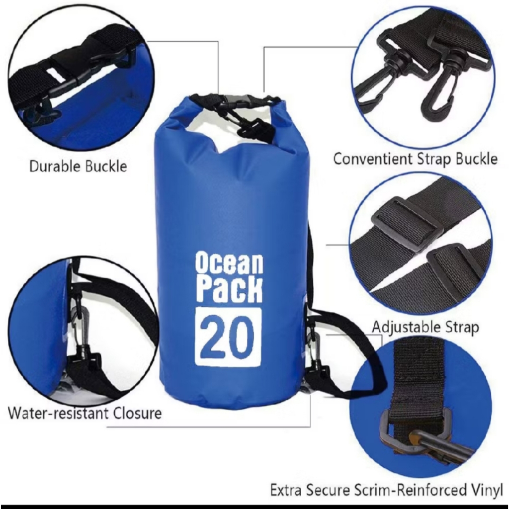 Jual DRY BAG OCEAN PACK 20L OUTDOOR WATERPROOF / TAS SELEMPANG ANTI AIR / TAS RENANG / TAS ...