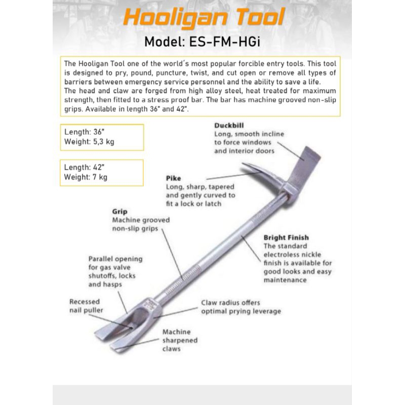 Jual Hoomigan Tool / Halligan Tool With Standard Claw For Forcible ...