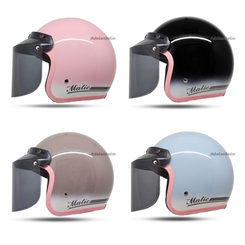 Jual Helm Bogo Gradasi List Pink Matic Flat Visor | Shopee Indonesia