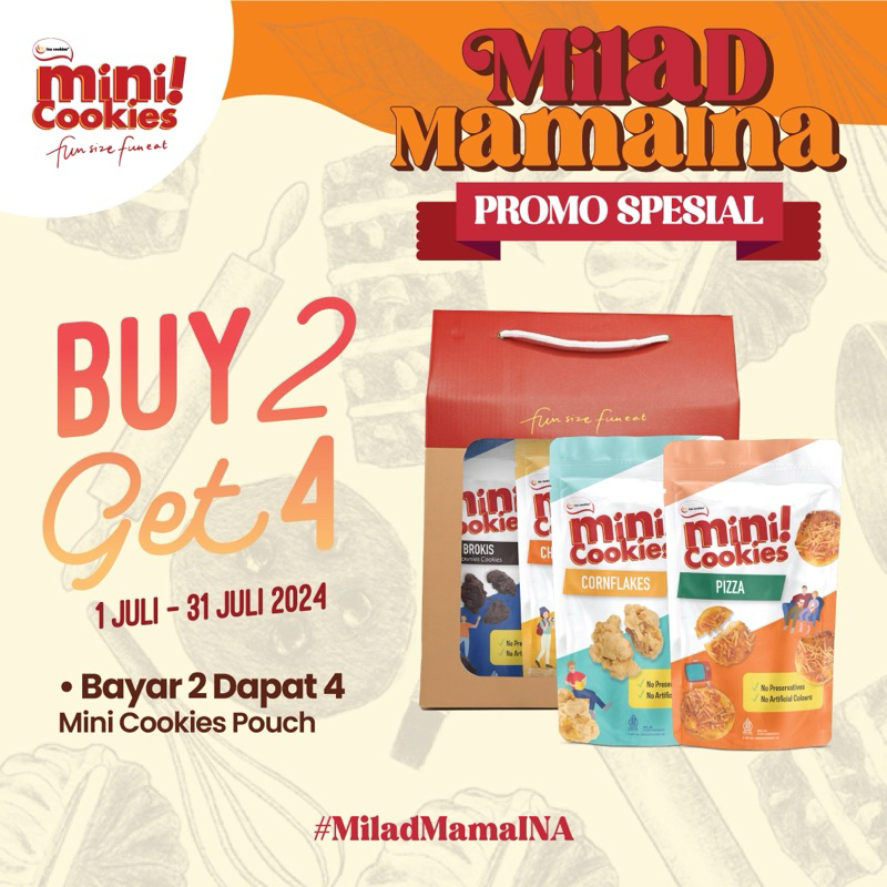 Jual (BUY 2 GET 4) MINI COOKIES POUCH (Mini Cookies by Ina Cookies ...