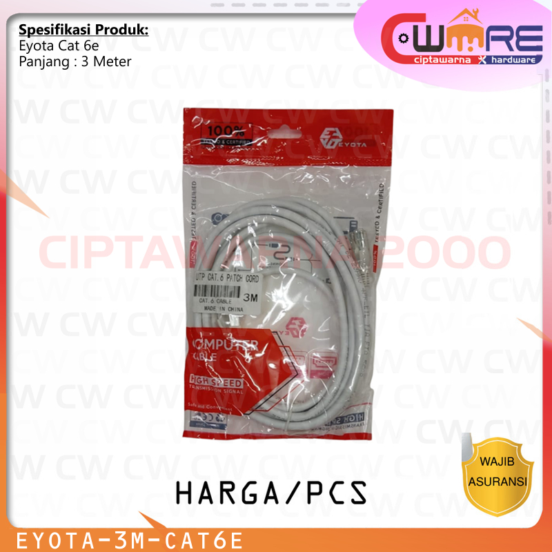 Jual Kabel UTP / LAN ethernet RJ45 Cat 6e 3M round | Shopee Indonesia