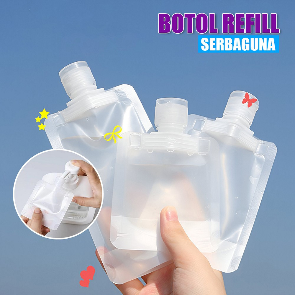 Jual Travel Pouch Botol Refill Transparan Fliptop Tempat Sabun Cair ...