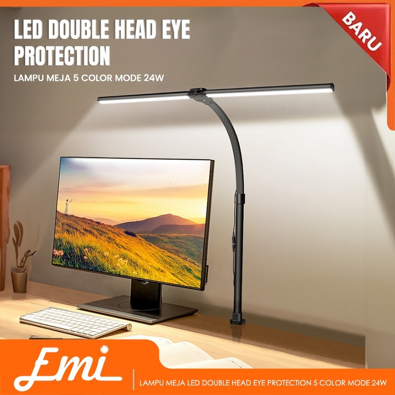 Jual Lampu Meja LED Double Head Eye Protection 5 Color Mode 24W Lampu ...