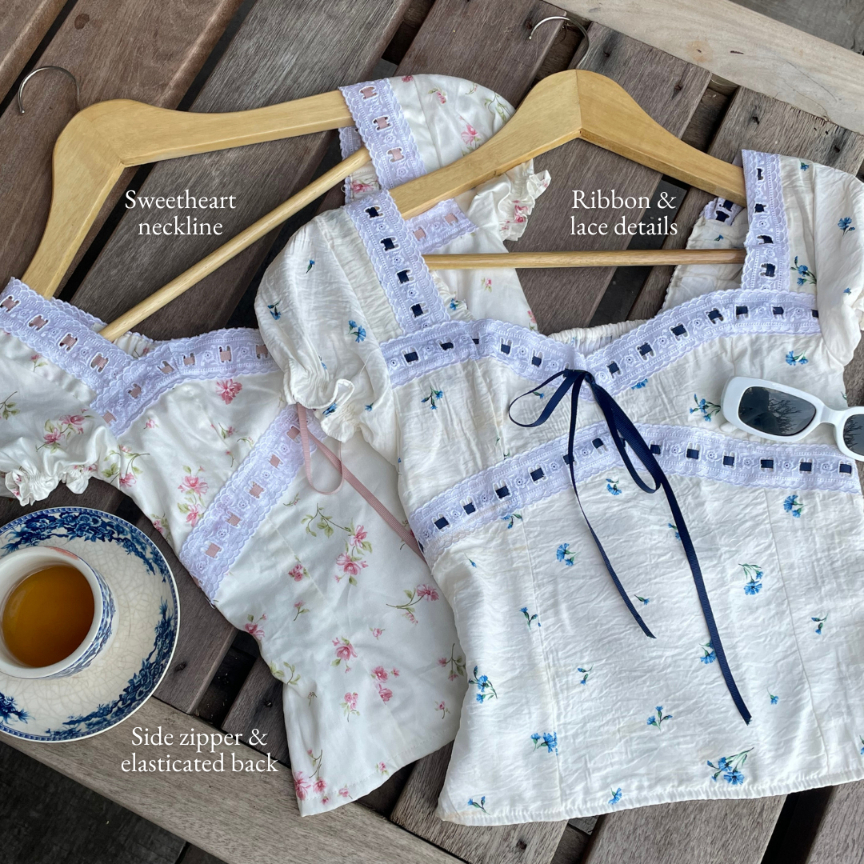 Jual With Love The Brand x Shannon | LUNA TOP | Atasan Wanita | Floral ...