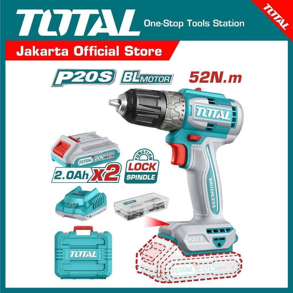 Jual TOTAL Brushless Cordless Drill TDLI20453 | Shopee Indonesia