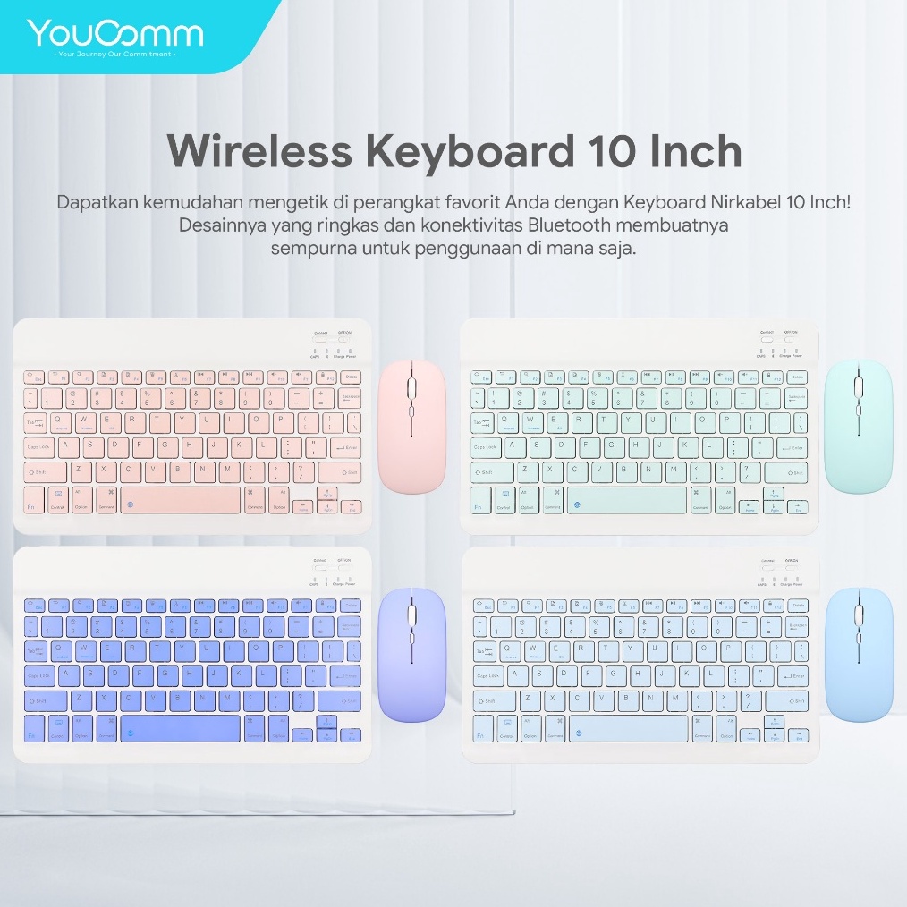 Jual Youcomm Wireless Bluetooth Keyboard Mouse Combo USB Office Silent ...
