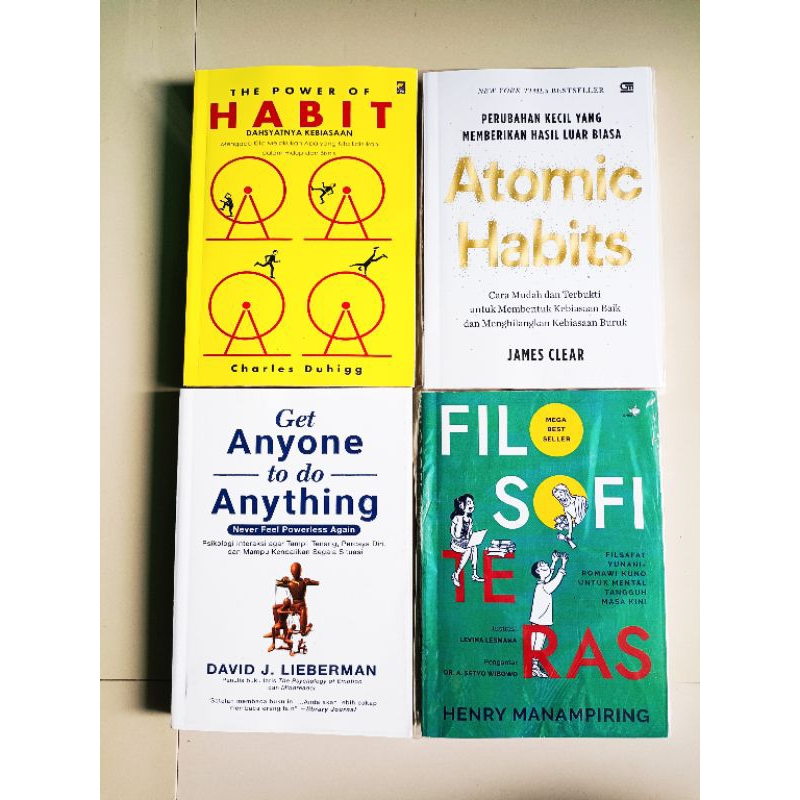 Jual paket 4 buku motivasi get anyone anything + teras + atomic habits ...