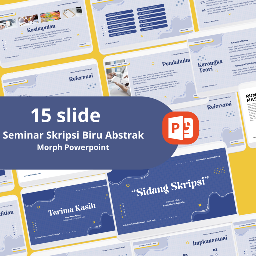 Jual Seminar Skripsi Biru Abstrak Powerpoint - Template Seminar Profesional | PPT Morph Premium ...