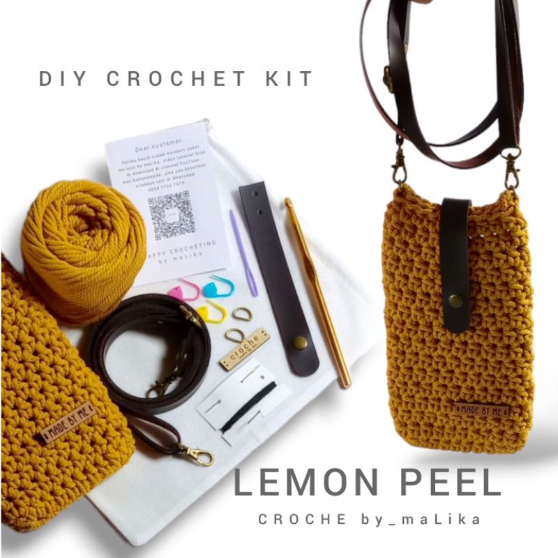 Jual DIY CROCHET KIT Tas HP paket rajut pemula | Shopee Indonesia