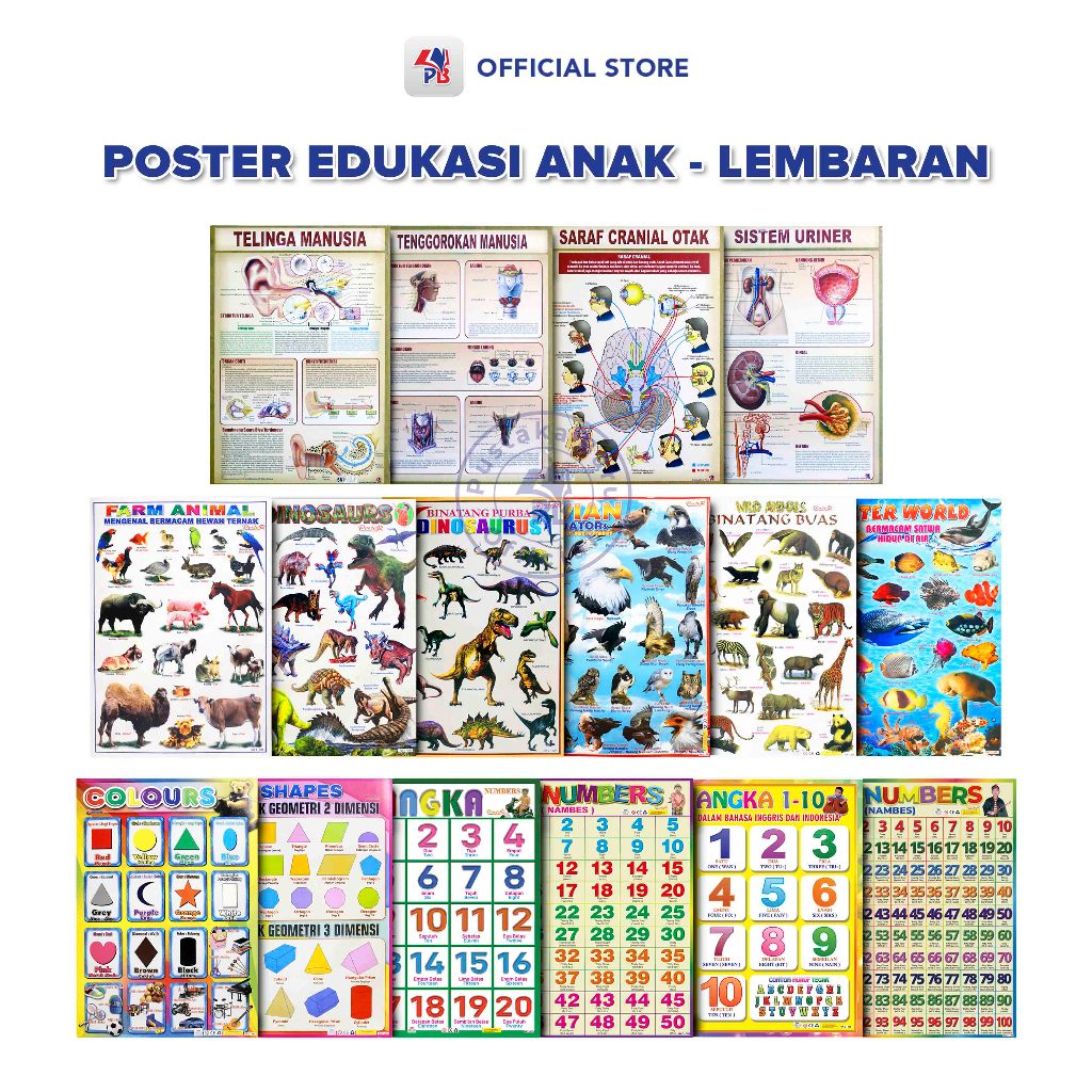 Jual Poster Edukasi Anak / Poster Anak Lembaran : Water World Binatang ...