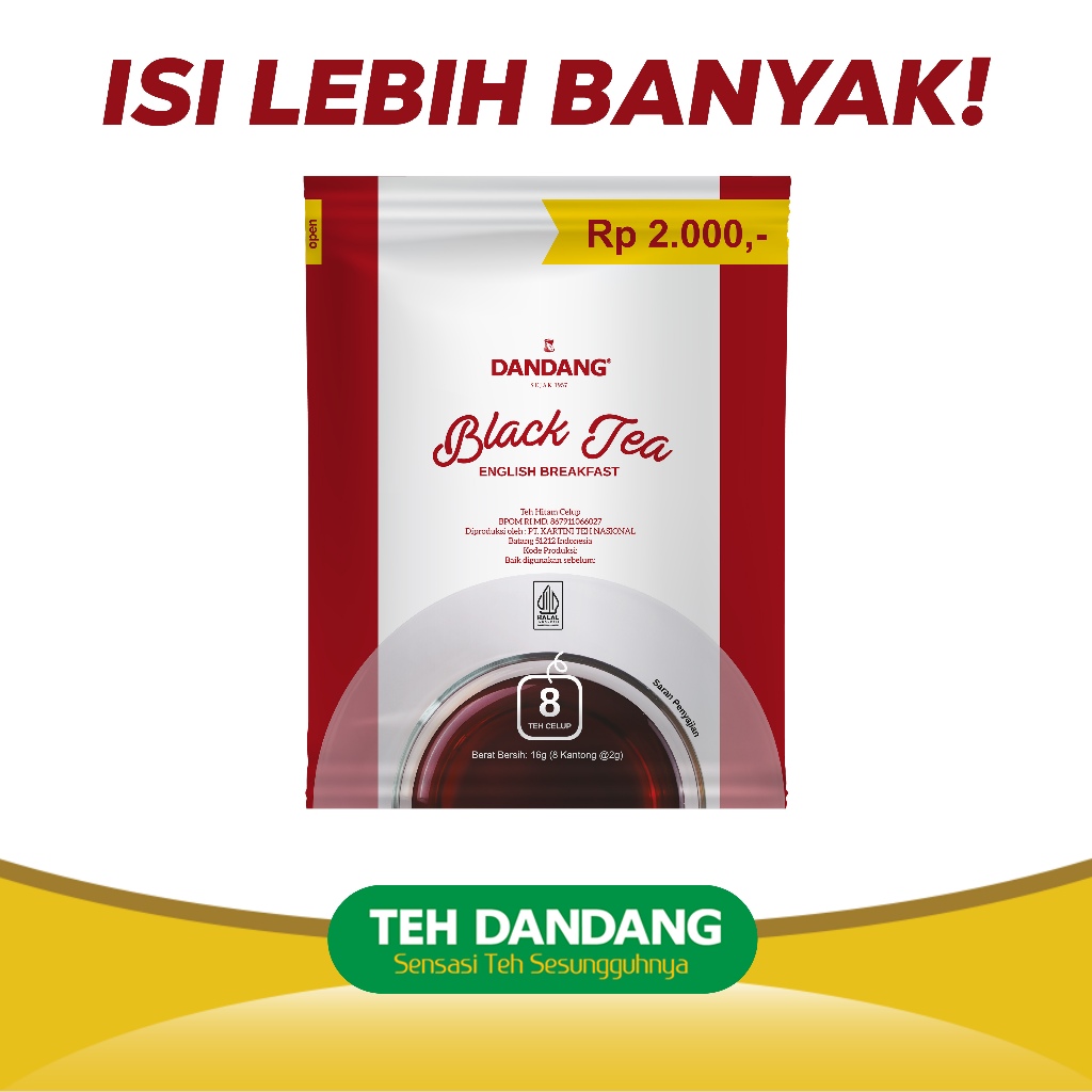 Jual Teh Dandang Black Tea 1 Renceng x 10 Sachet x 8 Kantung Teh 2gr ...