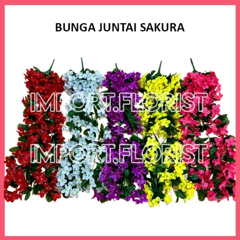 Jual Bunga Rambat Juntai Sakura 4 Cabang , Bunga Hias Gantung, Sakura ...