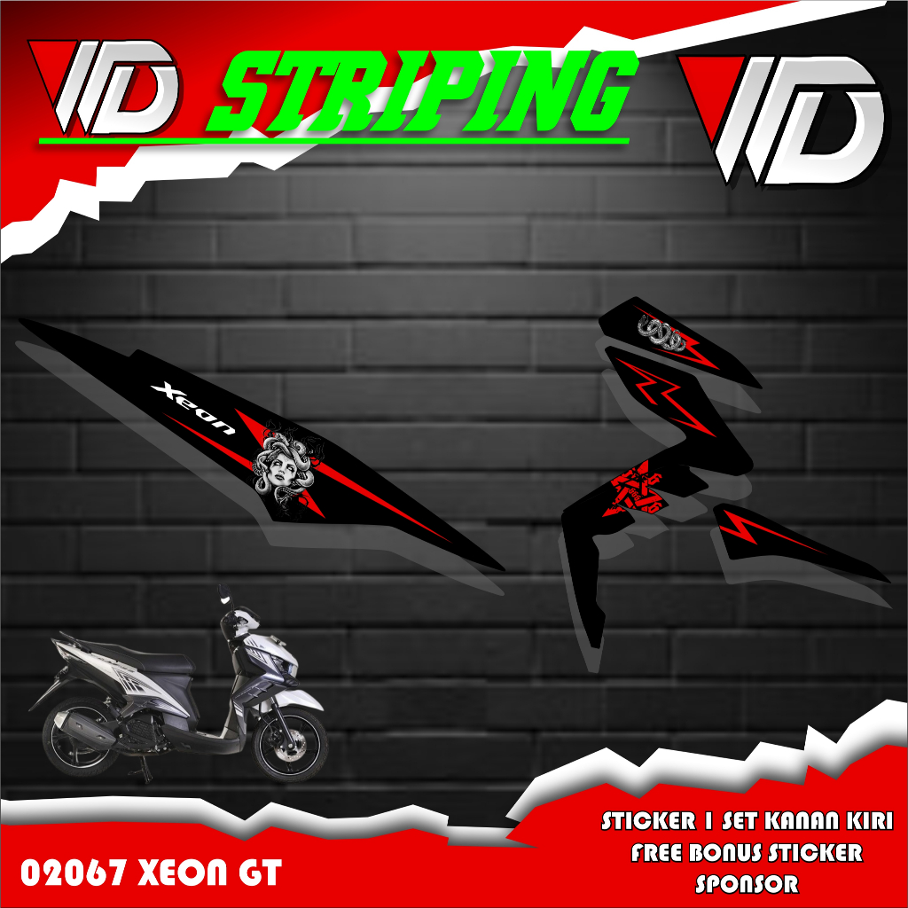 Jual 02067 Striping sticker sepeda motor XEON GT motif desain medusa ...