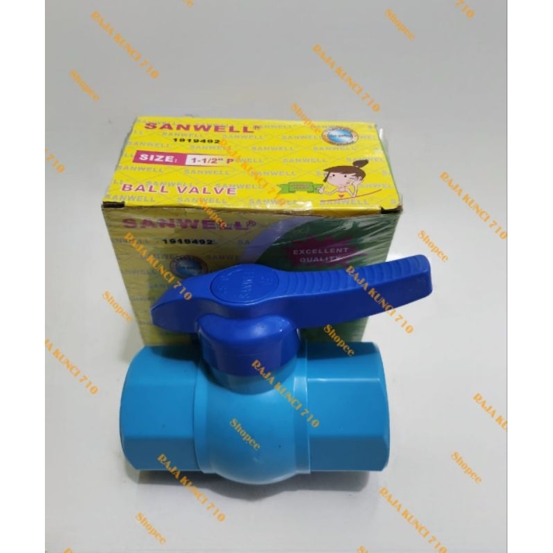 Jual Stop Kran PVC ABS 11/2" inch NEW SANWEL - Ball Valve PVC 11/2 ...