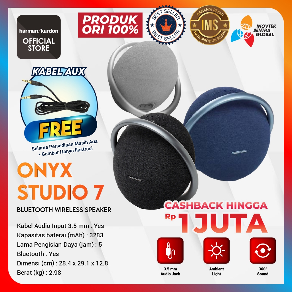 Jual Harman Kardon Onyx Studio 7 Bluetooth Speaker Stereo Portable ...