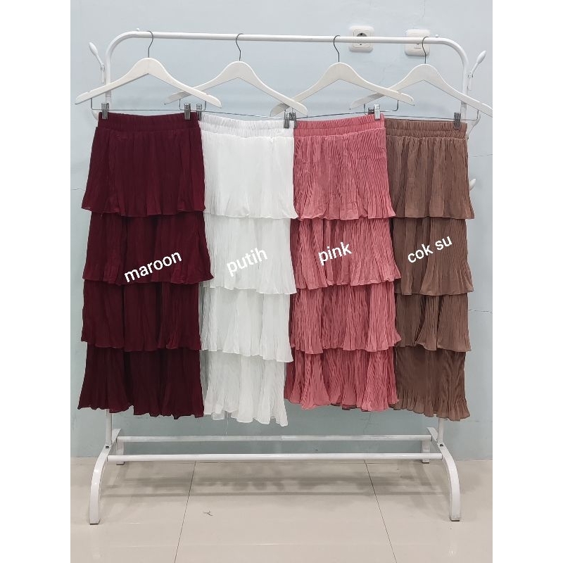 Jual ROK PLISKET RUFFLE PANJANG SUSUN 4LAYER CERUTY PREMIUM | Shopee ...