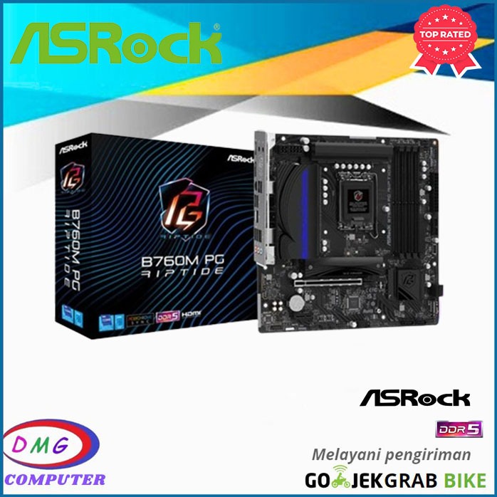 Jual ASRock B760M PG Riptide (LGA1700, B760, DDR5, USB3.2 Type-C, SATA3 ...