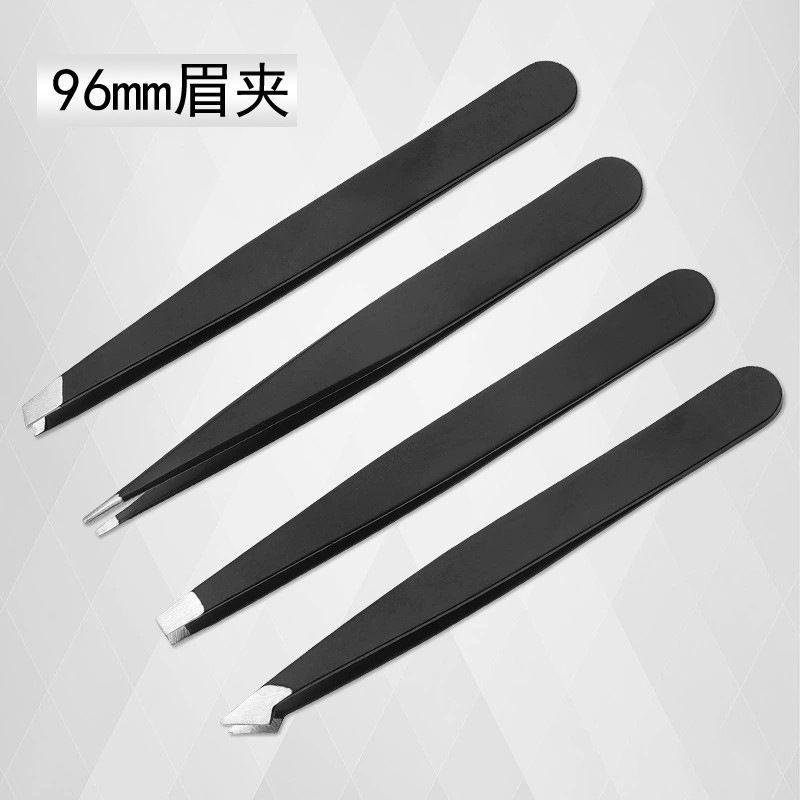 Jual GPO - 1Pcs Pinset Hitam Ujung Miring Stainless steel Penjepit Bulu ...