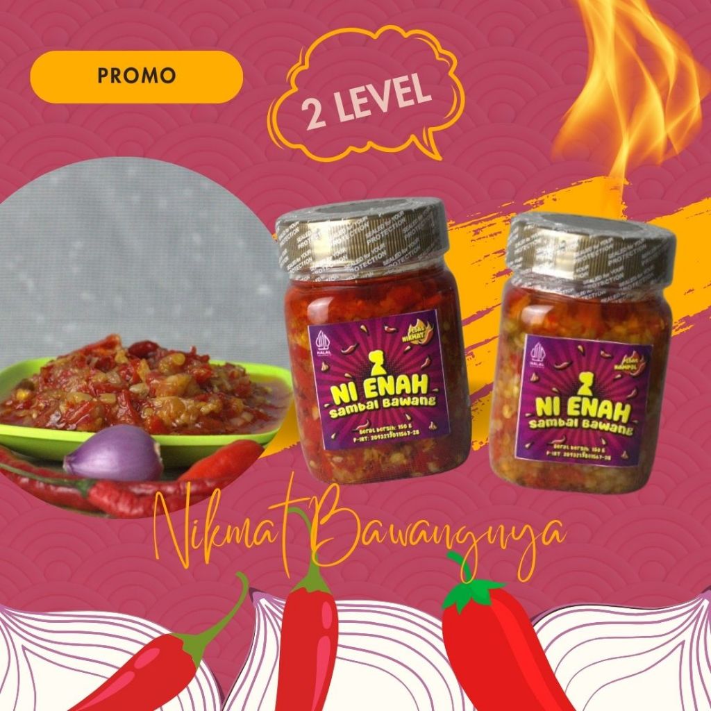 Jual Sambal Bawang Ni Enah 150 gram Pedas Nampol Pedas Nikmat 2 level ...