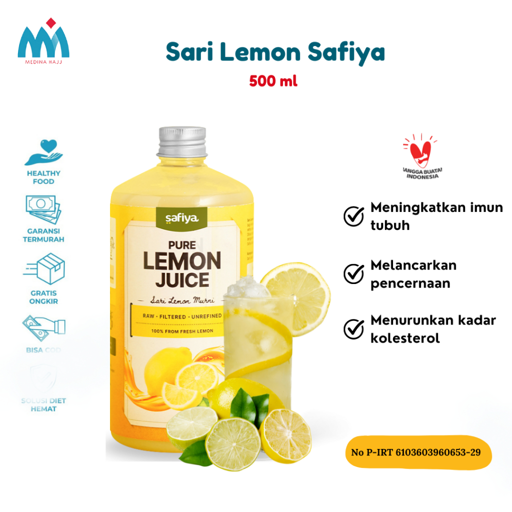Jual Sari Lemon Safiya 500ml - Sari Lemon Pure 100% Fresh Premium Diet ...