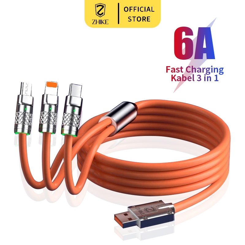 Jual ZHIKE Kabel Data Fast Charging 3 in 1 Kabel 120W 1.2M 6A Cable ...