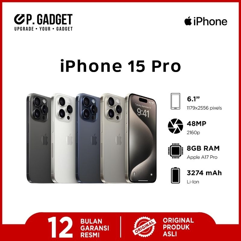 Jual IPHONE 15 PRO 128GB, 256GB, 512GB & 1TB (NEW) PONTIANAK | Shopee ...