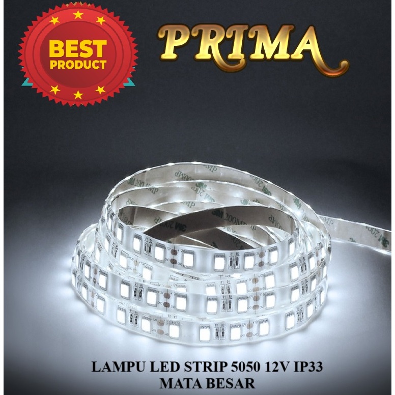 Jual LAMPU LED STRIP MATA BESAR SMD 5050 IP33 CAHAYA PUTIH 5 METER ...