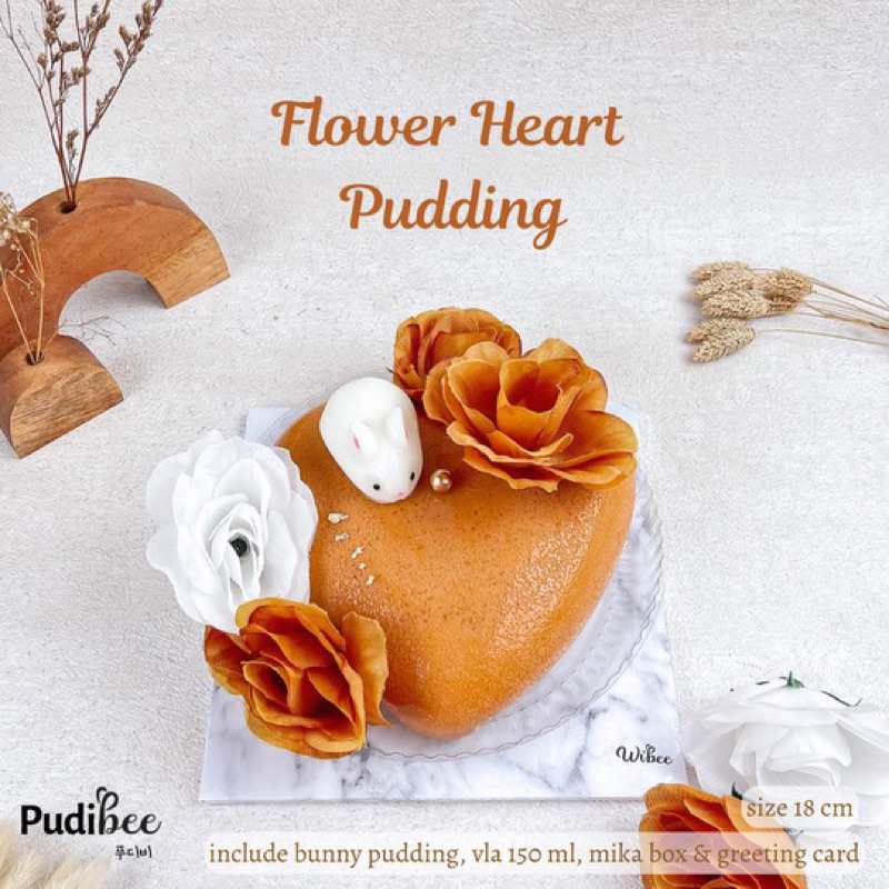 Jual Flower Heart Pudding & Custom Theme Pudding - Include Mika Box ...