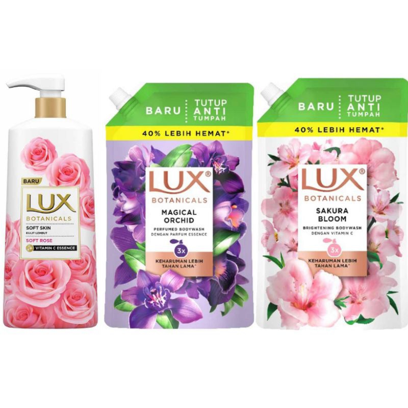Jual Lux Botanicals kemasan besar Sabun Mandi Cair Soft Rose botol reffill orchid sakura blom ...