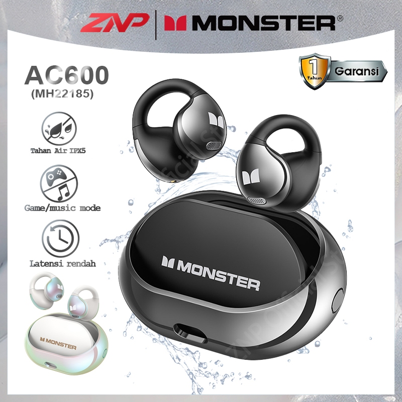Jual ZNP X Monster Open Ear AC600 Headset Bluetooth V5.4 Earphone Clip ...