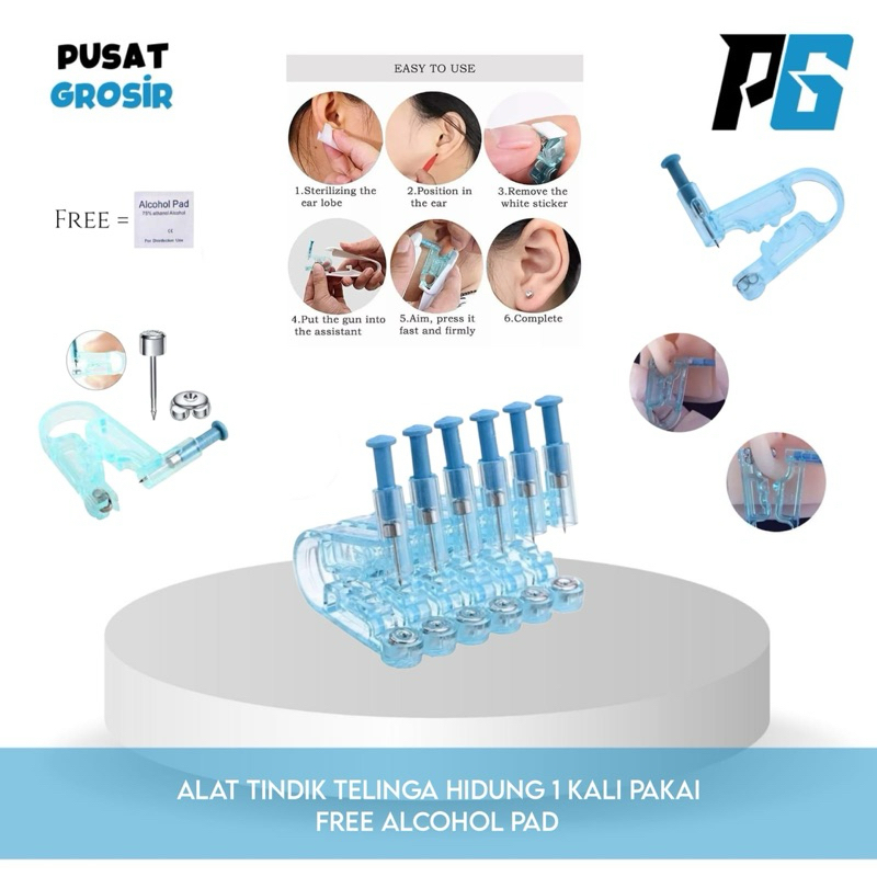 Jual Tindik Telinga Ear Piercing Anting Free Alkohol use 1x Pakai Cewek ...