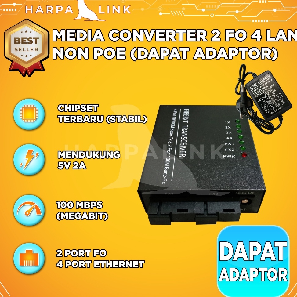 Jual Media Converter 2 FO 4 LAN 2 SC 4 RJ45 2F4E 11 Mbps Full Body Switch Fiber Optic Optik 2 ...