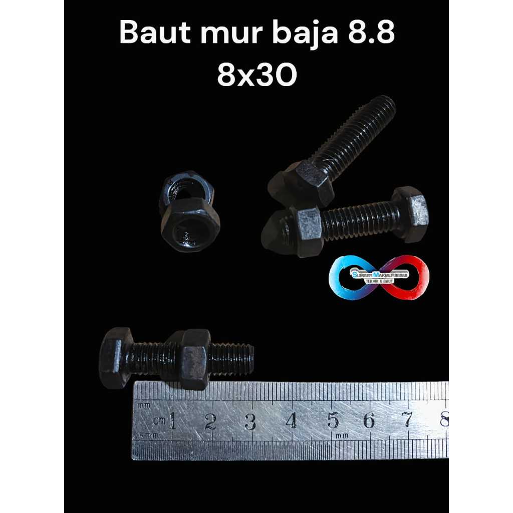 Jual Baut Mur Baja htb (grade 8.8) 8x30 mm FULLDRAT | Shopee Indonesia