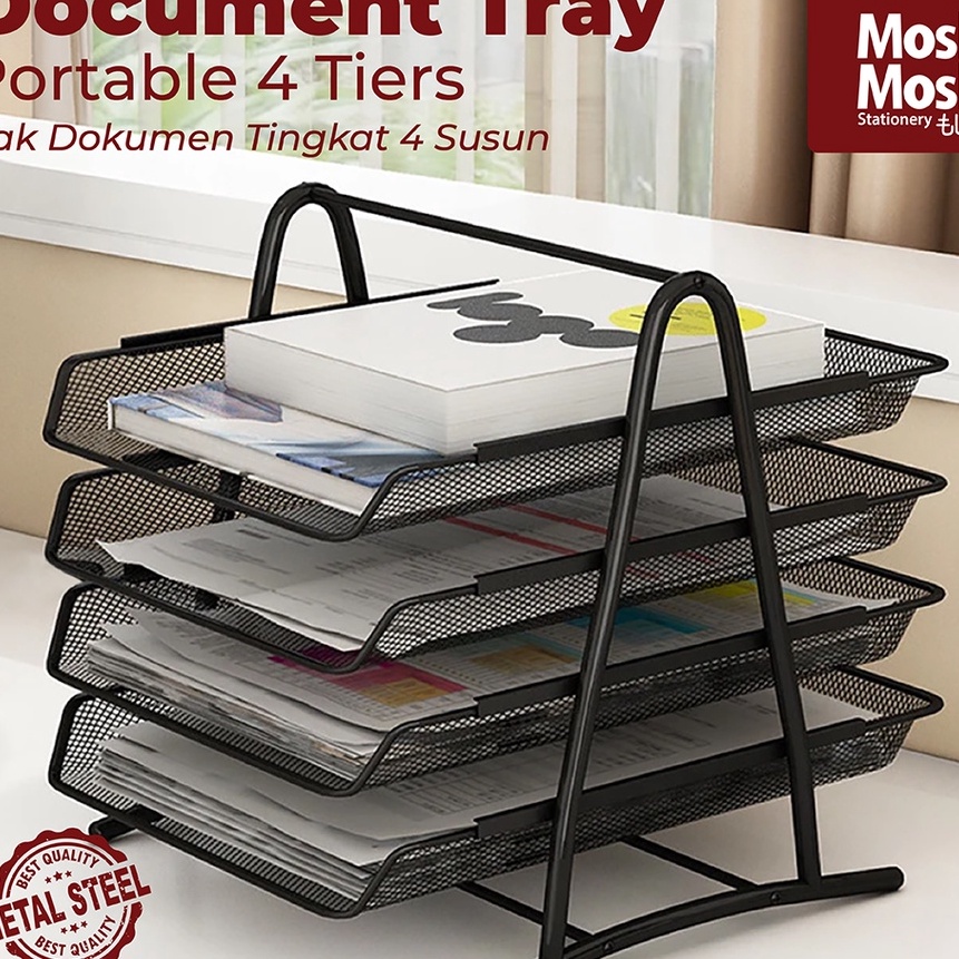 Jual FG2 Document Tray Desk Storage Foldable 4 Tiers Rak Kertas File ...