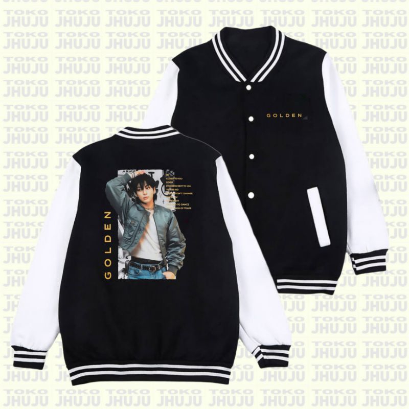 Jual Jaket Varsity Sablon Jungkook Bangtan Foto JK Golden Track list DB ...