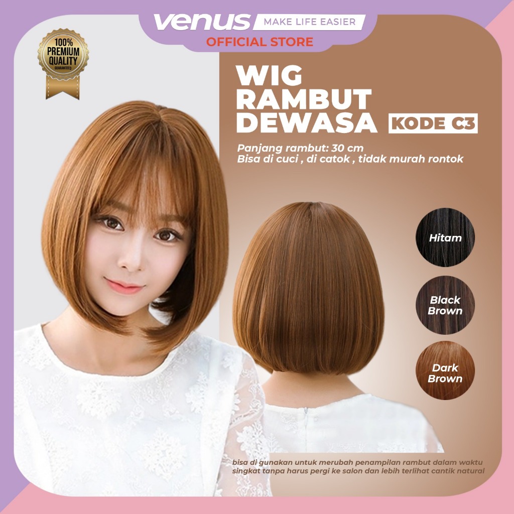 Jual OLSEE - Wig TEBAL Rambut Wig Pendek Lurus Wanita Korean Version ...