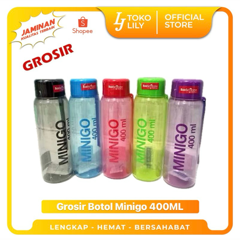 Jual Grosir Botol Minum Plastik Basic Home Minigo 400 ml (1 Lusin ...