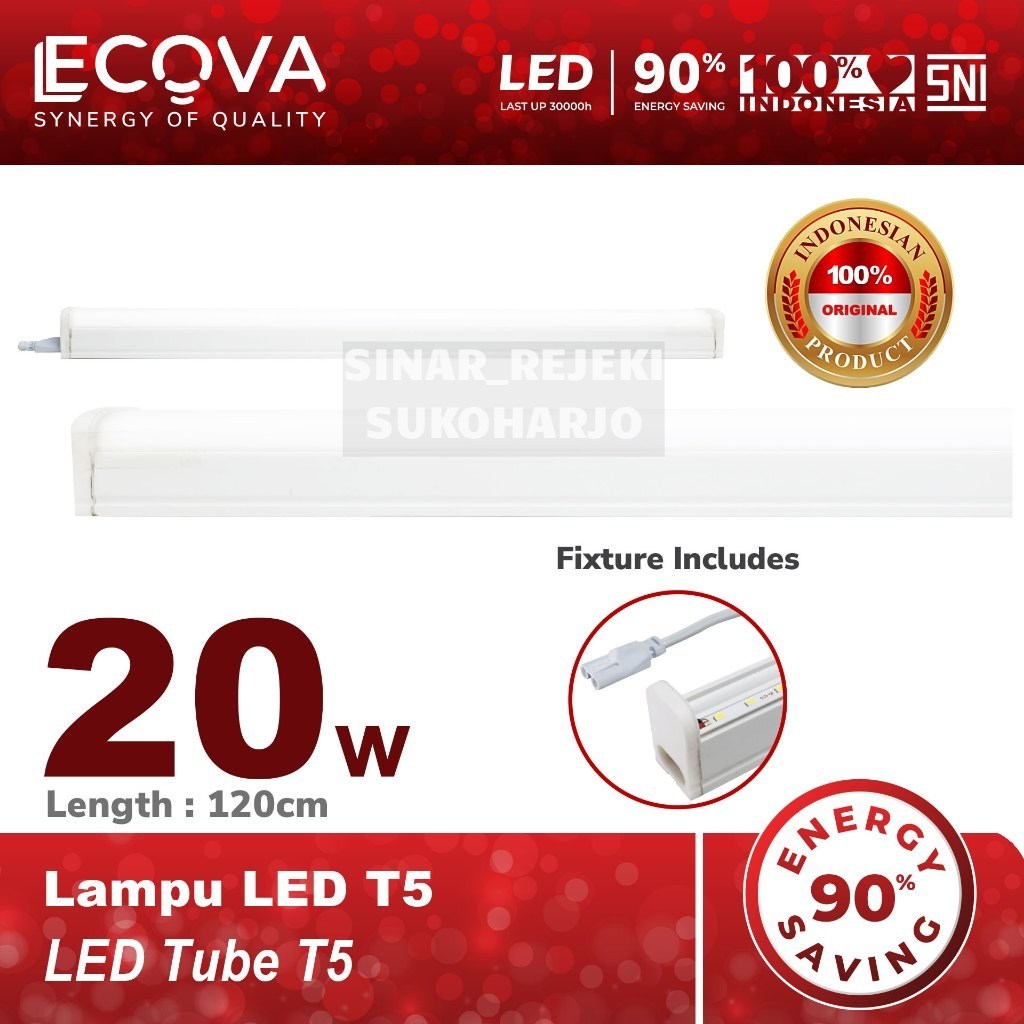 Jual LAMPU LED ECOVA TL T5 TERANG HEMAT ENERGI & TAHAN LAMA 20 WATT 120CM | Shopee Indonesia