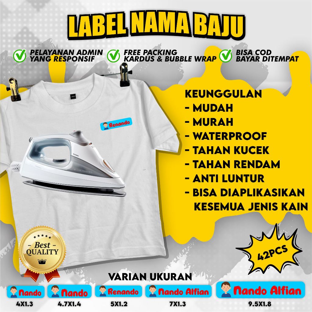 Jual 42pcs Stiker Label Baju Custom / Stiker Sablon Kain Kaos Baju ...