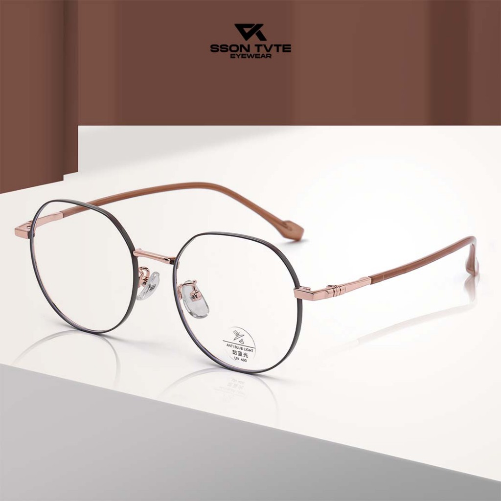 Jual SSON TVTE Frame Kacamata Lensa Minus Pria Wanita Frame Geometric ...